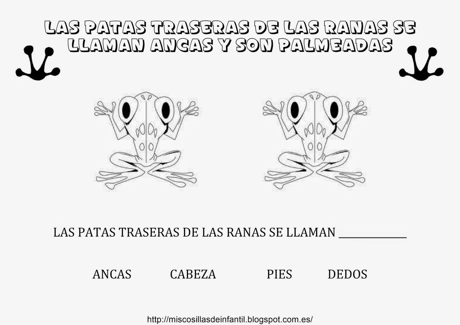 Mis cosillas de Educación Infantil : Las patas traseras de las ranas se ...